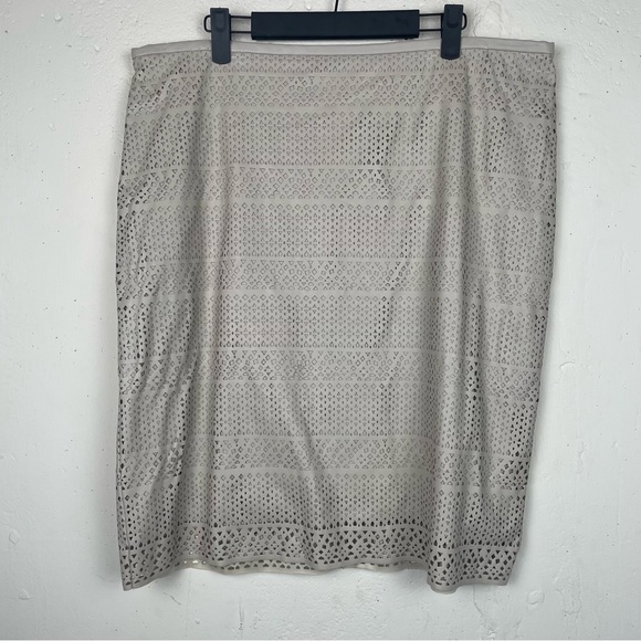 Calvin Klein | Skirts | Calvin Klein Faux Leather Laser Cut Outs Latte Cream Skirt 6 | Poshmark